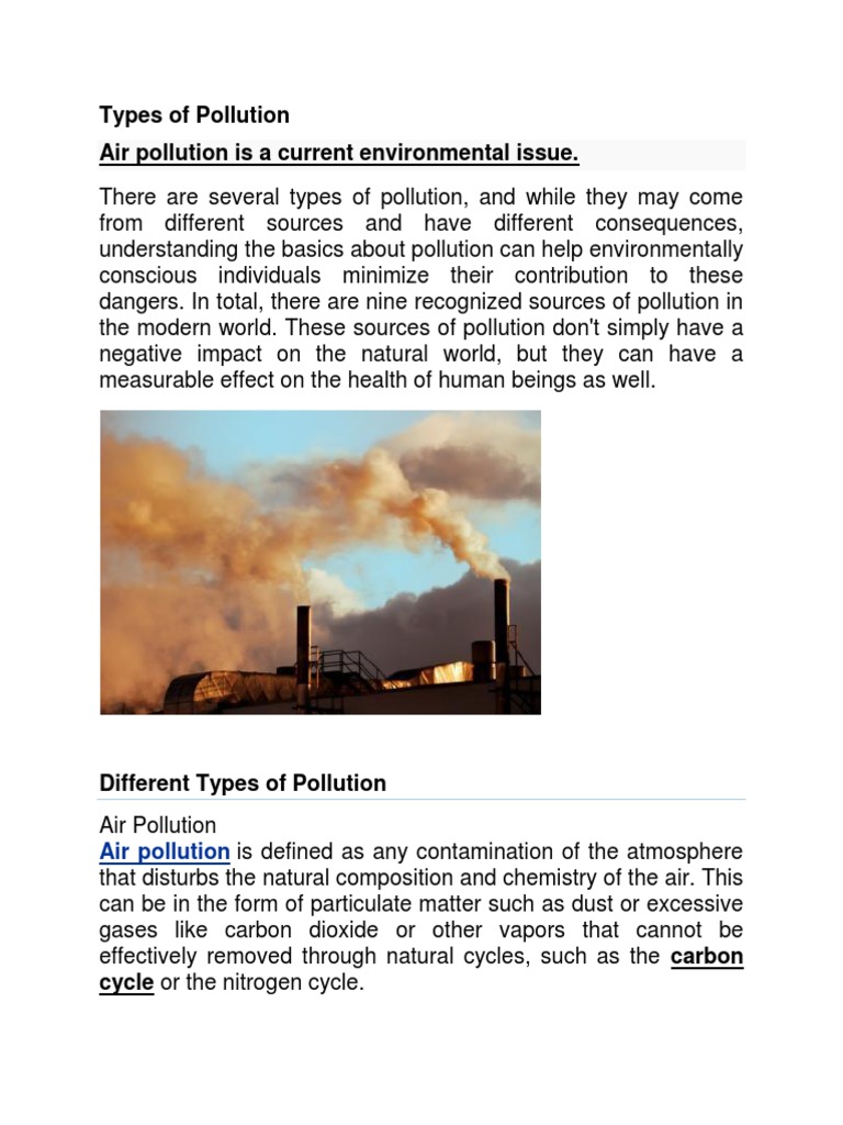 Types of Pollution | Download Free PDF | Pollution | Air Pollution