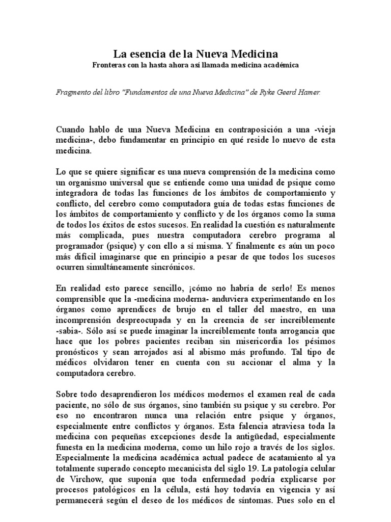 La Esencia de La Nueva Medicina - Dr. Ryke Gaard Hamer | PDF | Cáncer | Psique (psicología)