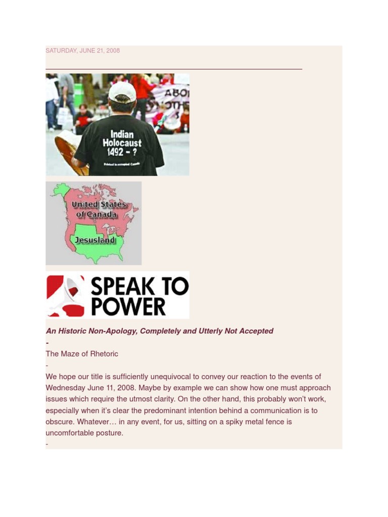 Apology Not Accepted | PDF | Genocides | First Nations