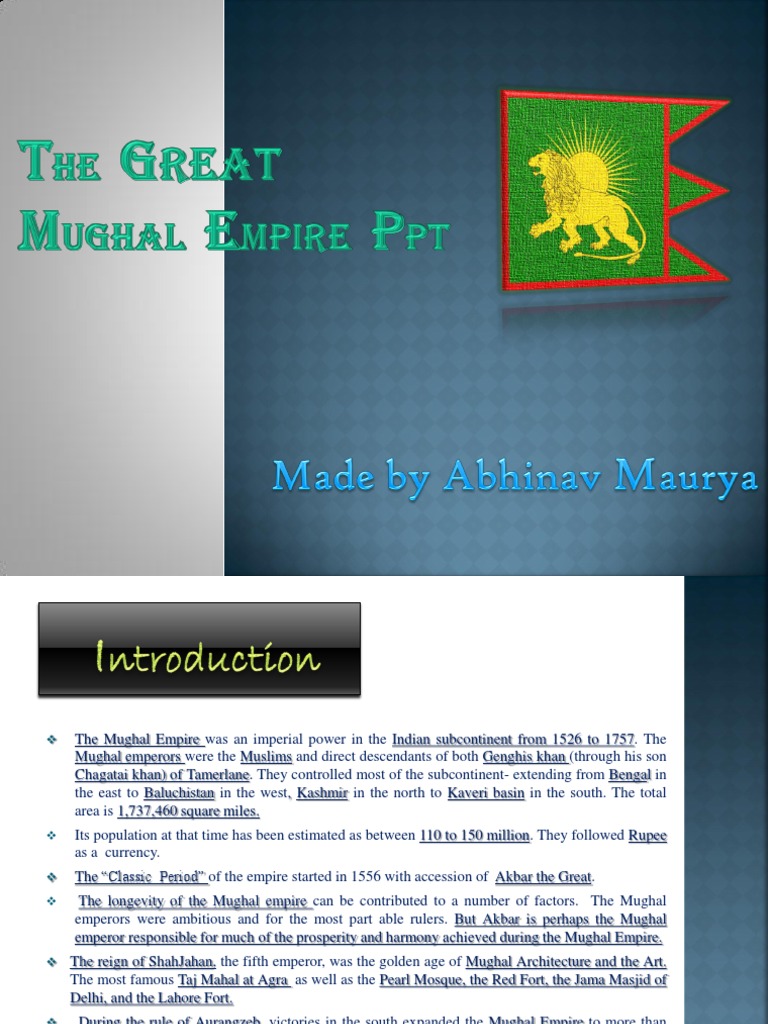 Mughal Empire PPT by Abhinav Maurya | PDF | Mughal Empire | Timurid Dynasty