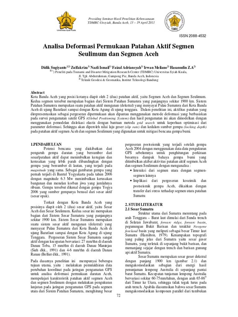 Analisa Sesar Sumatera Segmen Seulimeun | PDF