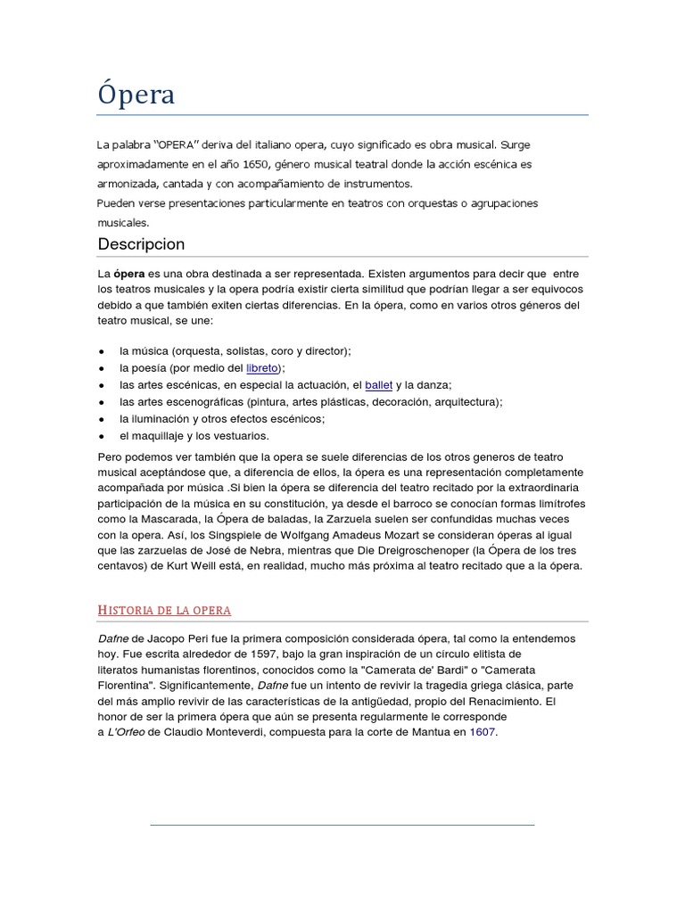 Ópera | PDF | Ópera | Música clásica
