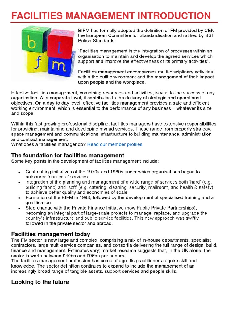 Facilities Management Introduction | PDF | Accountability | Business