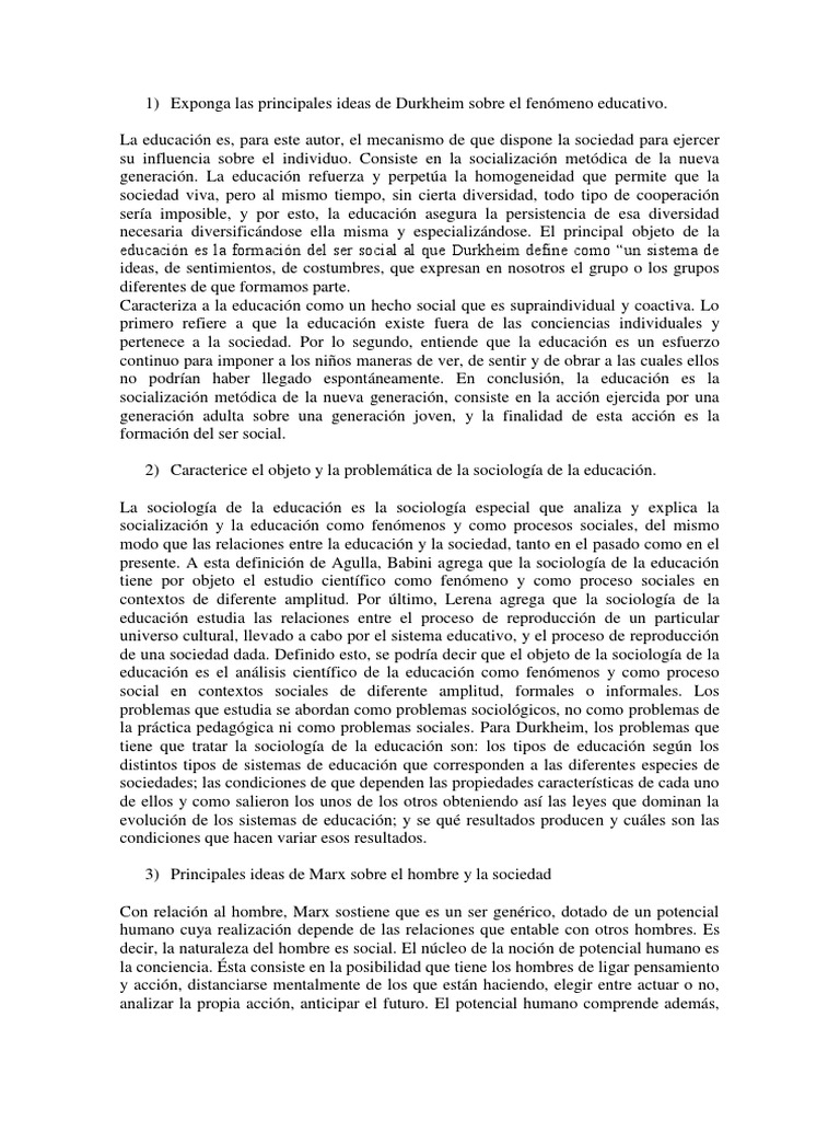 Sociología - Resumen Final | PDF | Sociología | Emile Durkheim