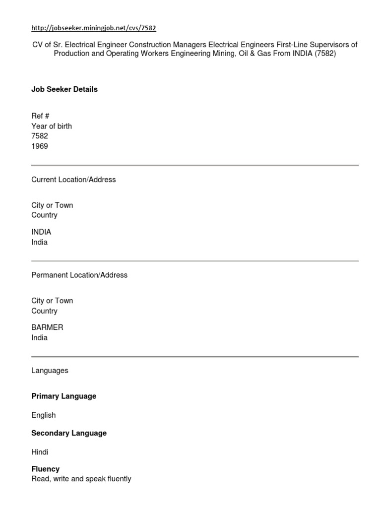 Senior Electrical Engineer CV - India | PDF | Oil Refinery | Relay