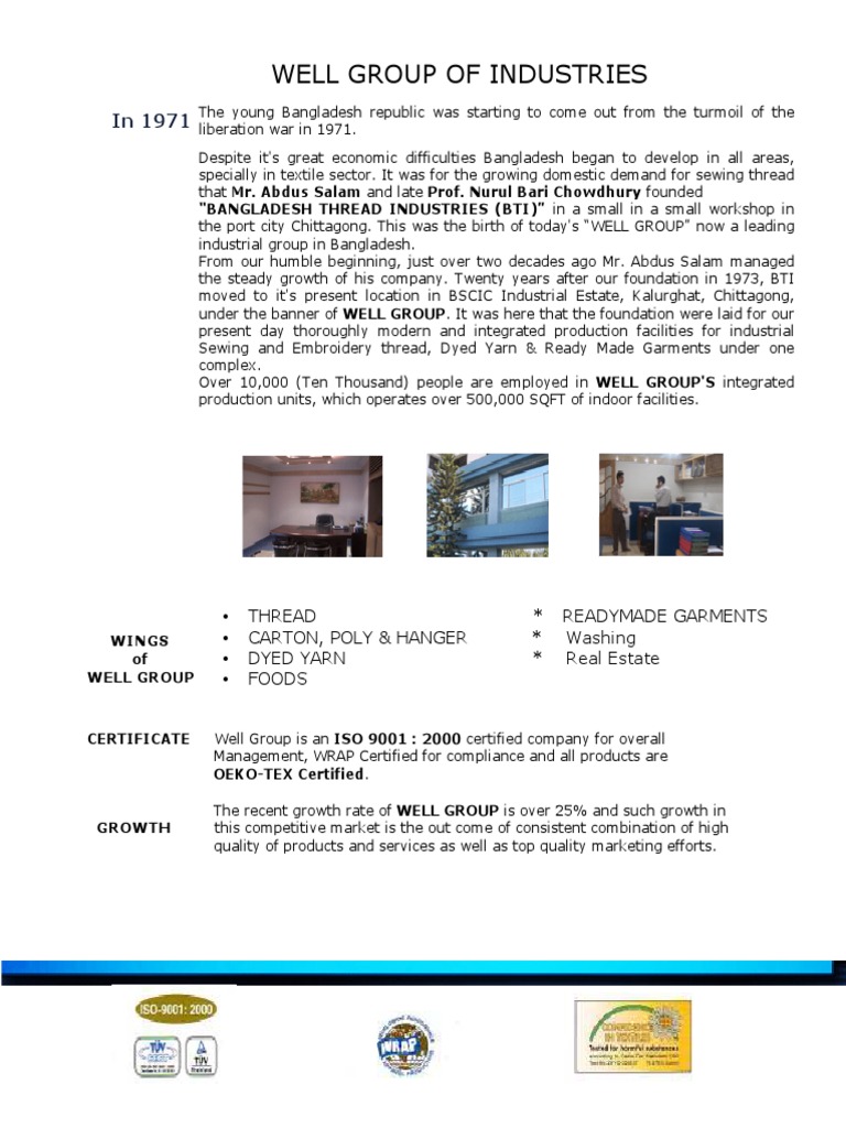 Profile Well Group BD | PDF | Yarn | Working Time