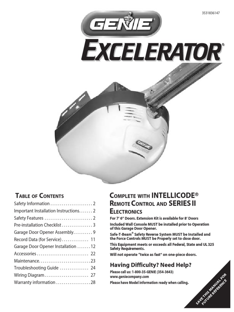 Genie - Powerlift - Plus - Excelerator - Installation | PDF | Screw ...