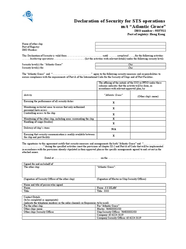 Declaration of Security STS | PDF