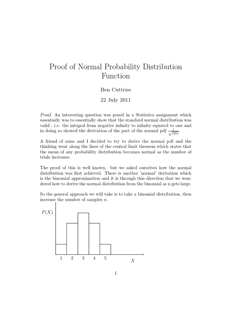 Proof of Normal Probability Distribution Function: Ben Cuttriss 22 July ...