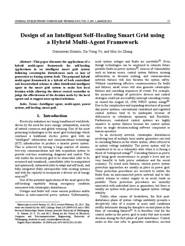 Design of An Intelligent Self-Healing Smart Grid Using | PDF ...