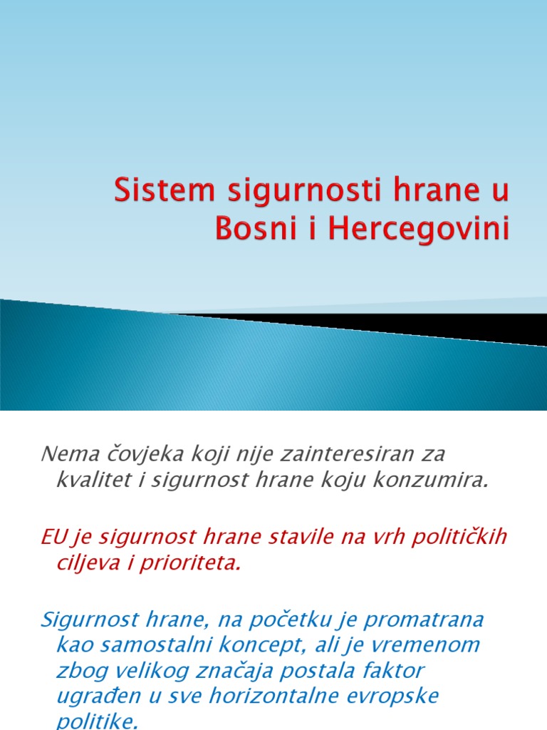 Sistem Sigurnost Hrane U BiH | PDF
