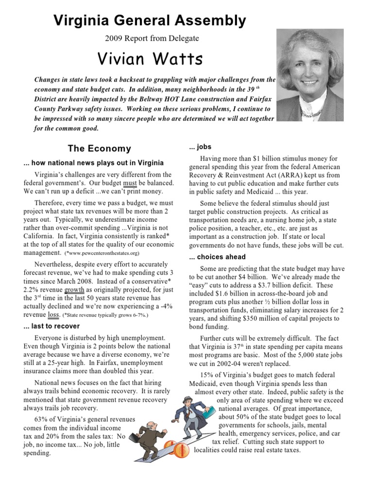Vivian Watts: Virginia General Assembly | PDF | American Recovery And ...