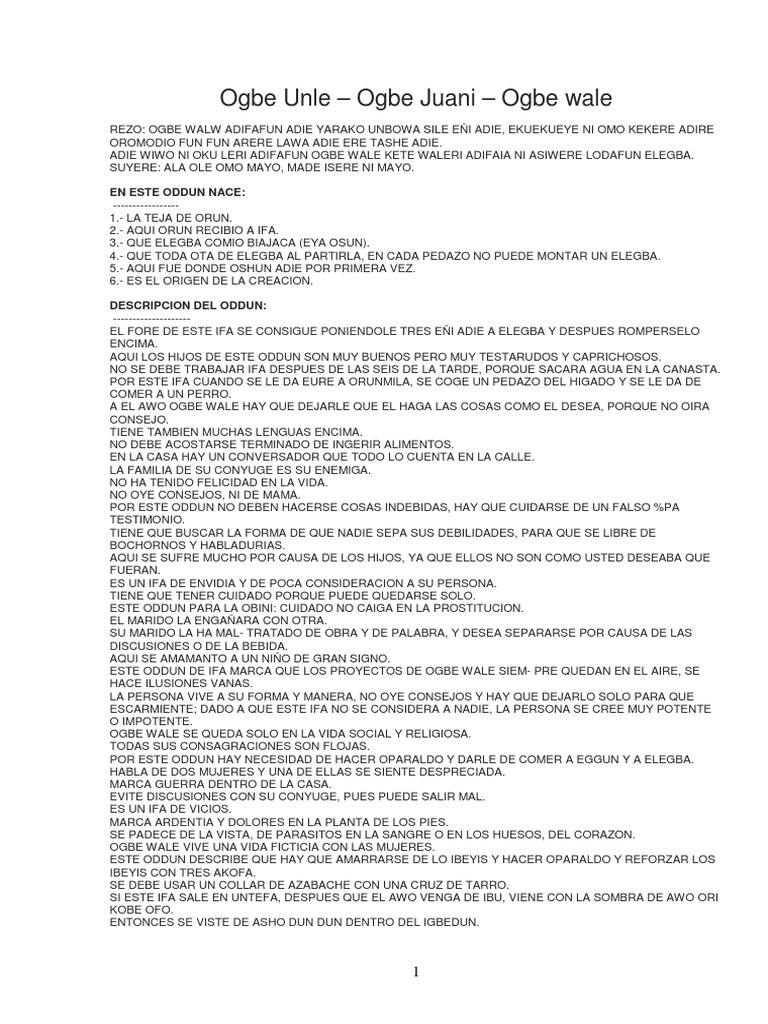 Ogbe Juani - Ogbe Unle - 2 | PDF | Cocina, comidas y vino