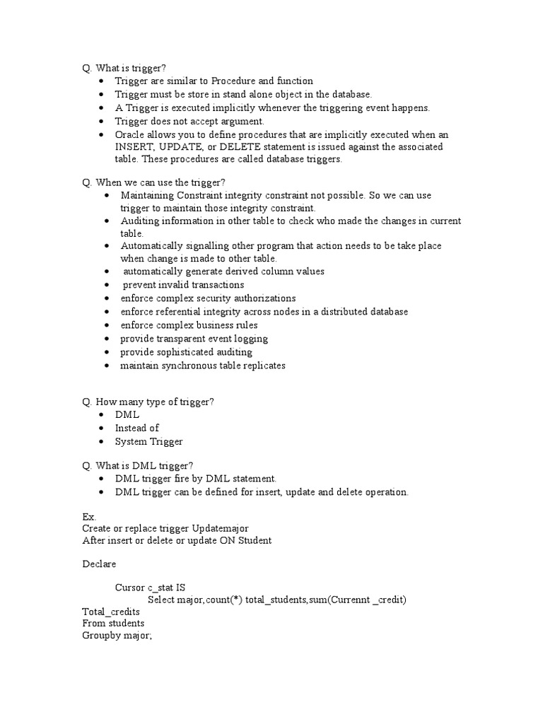 Trigger | Download Free PDF | Software Engineering | Computer Programming