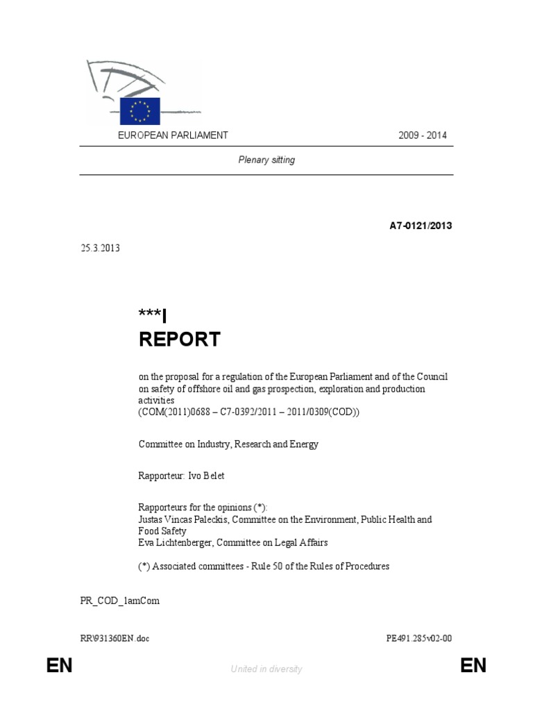 Draft EU Directive With Ammendments | PDF | Risk Management | Offshore ...