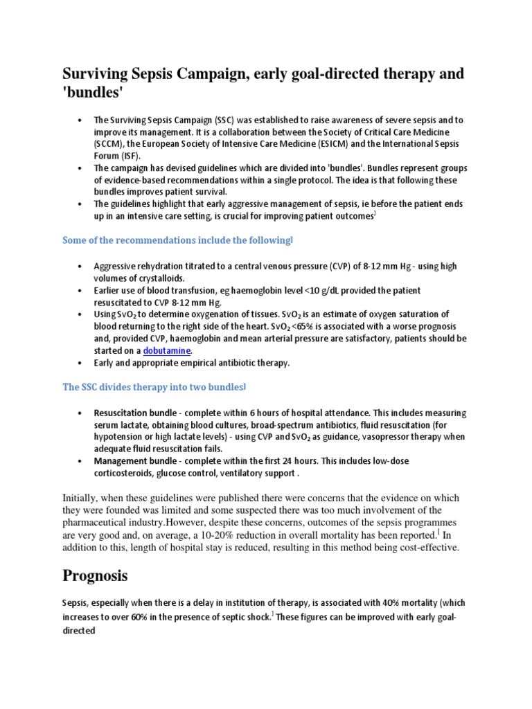 Surviving Sepsis Campaign: Early Goal-Directed Therapy and Evidence ...