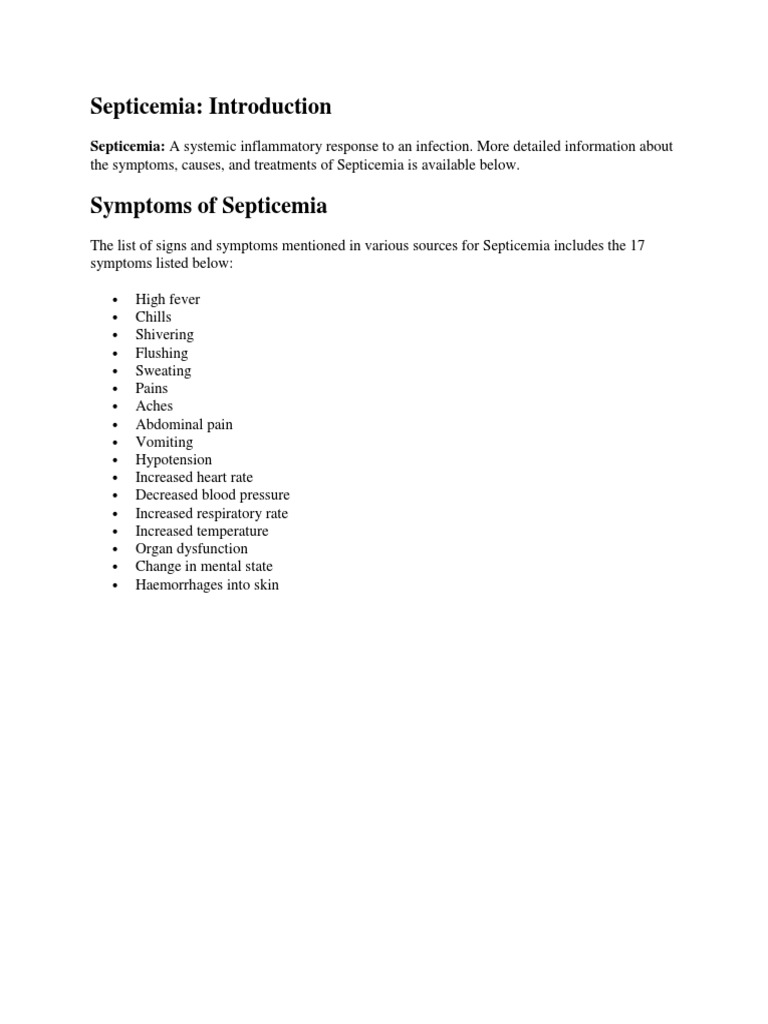 Septicemia: Introduction: Septicemia: A Systemic Inflammatory Response ...