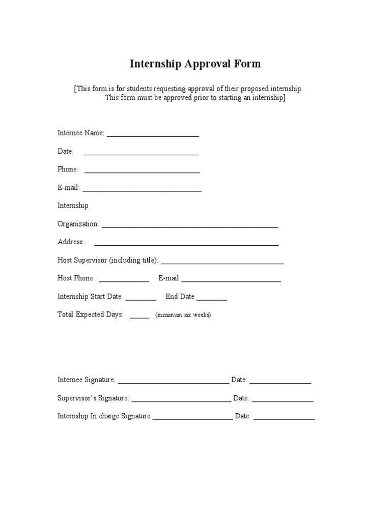 Internship Approval Form: (Minimum Six Weeks) | PDF | Computing And ...
