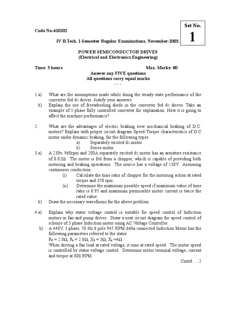 NR 410202 Power Semiconductor Drives | PDF | Direct Current | Electric ...