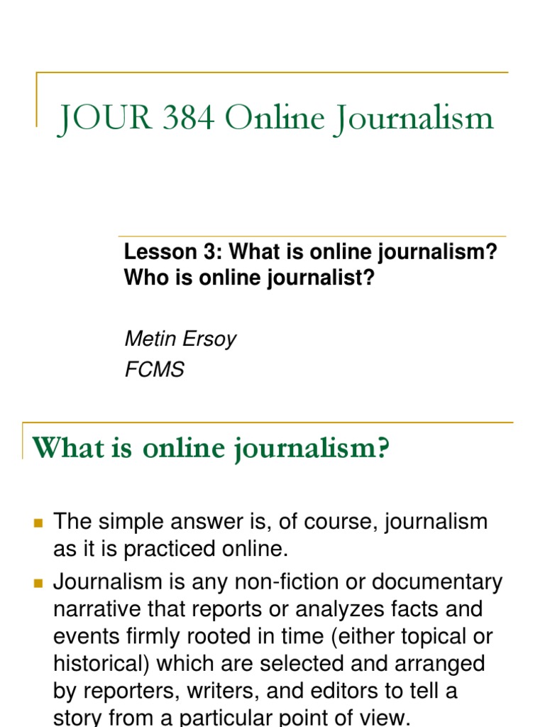 ONline Journalism | Journalism | World Wide Web