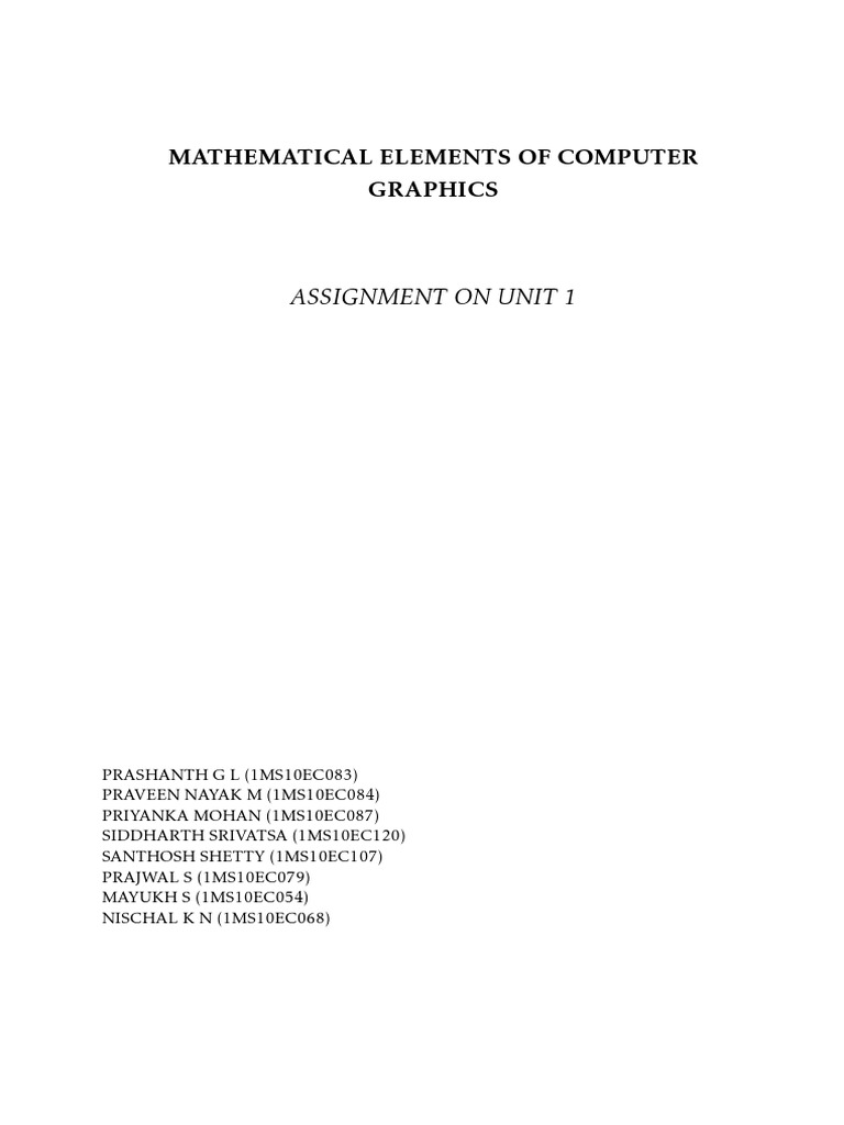 Mathematical Elements of Computer Graphics: Assignment On Unit 1 | PDF | Cathode Ray Tube ...