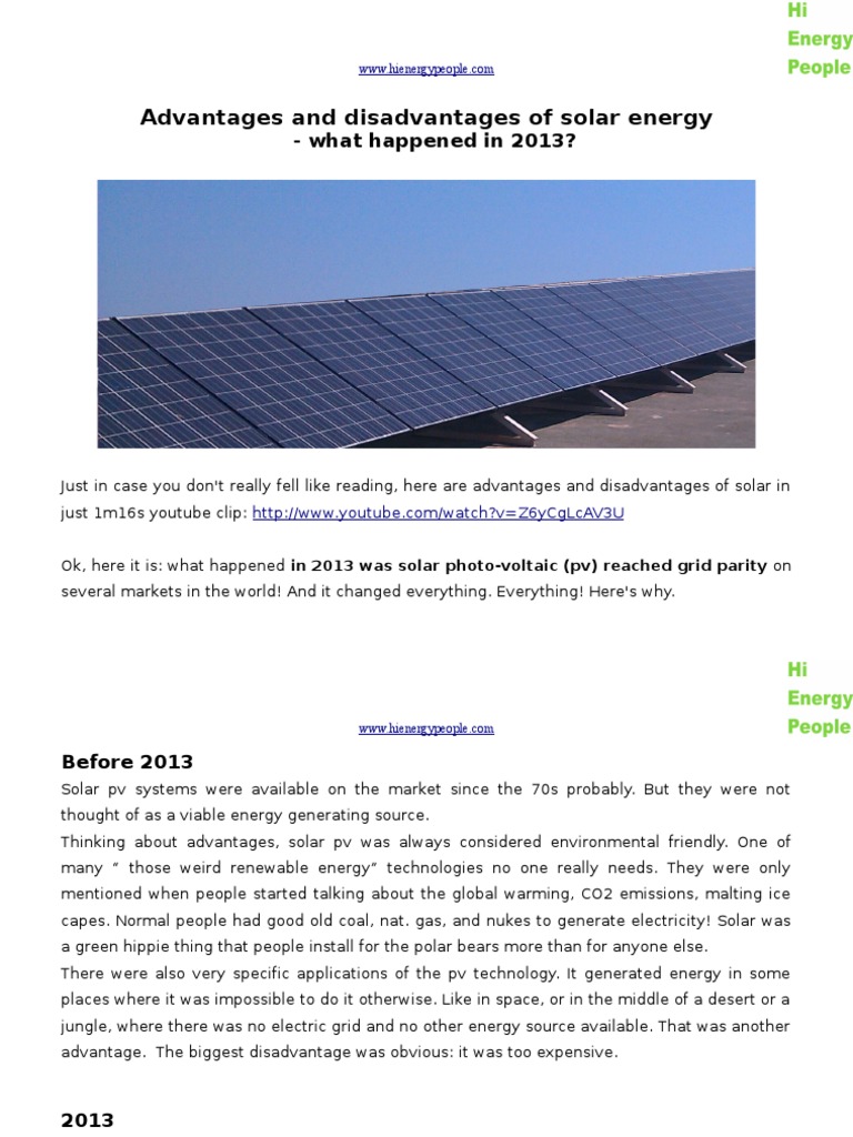 Advantages and Disadvantages of Solar Energy - What Happened in 2013 ...