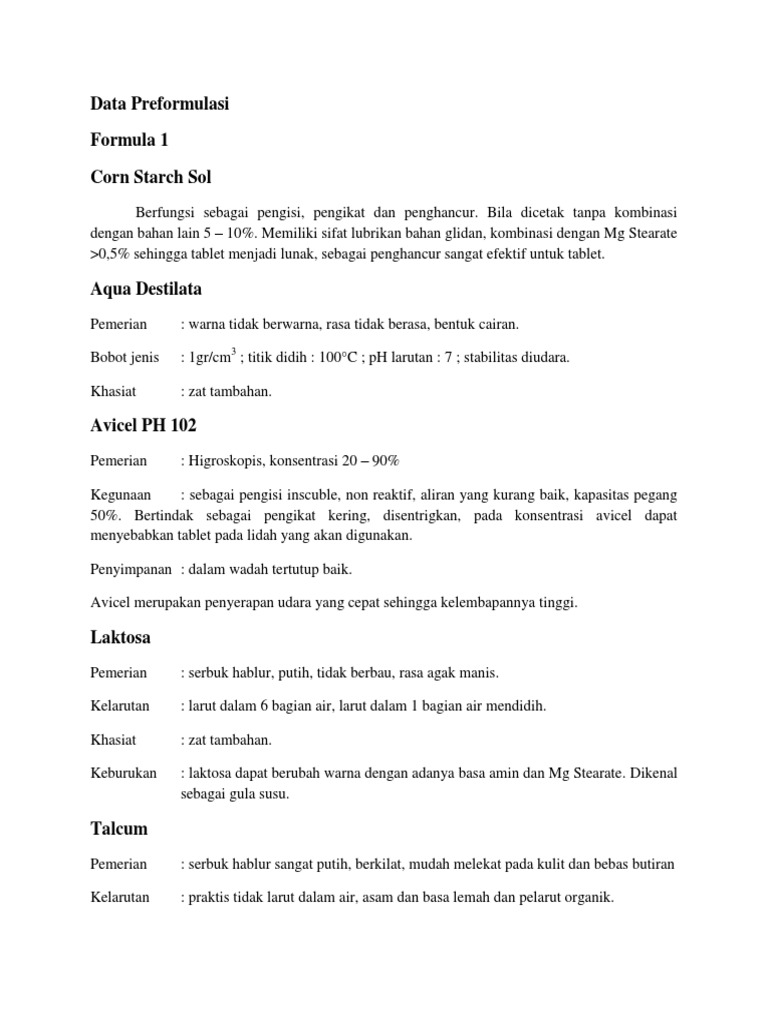 Data Preformulasi Farset2 | PDF | Sains & Matematika