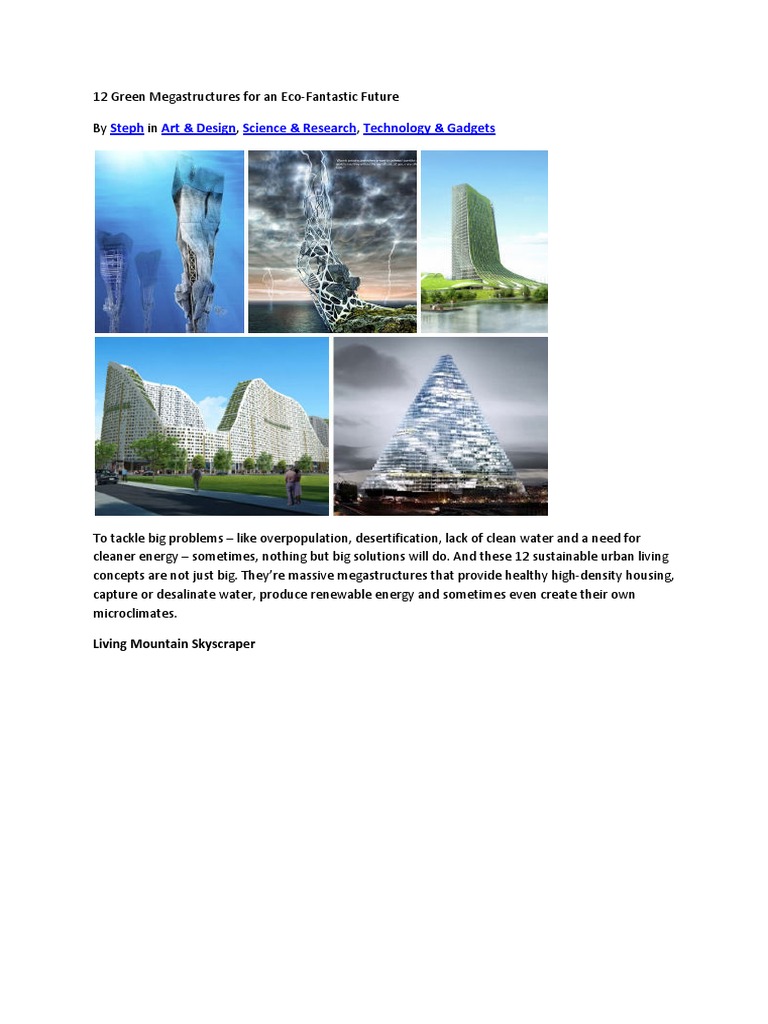12 Innovative Green Megastructures | PDF | Sustainable Energy | Wind Power