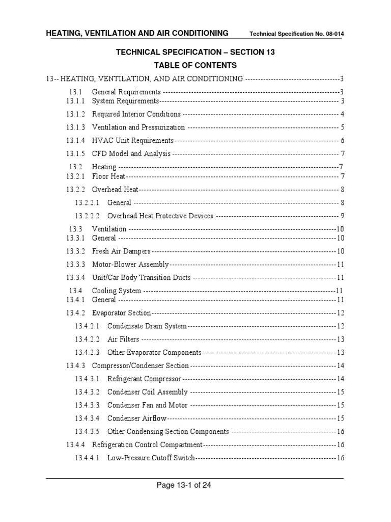 Heating, Ventilation and Air Conditioning Technical Specification ...