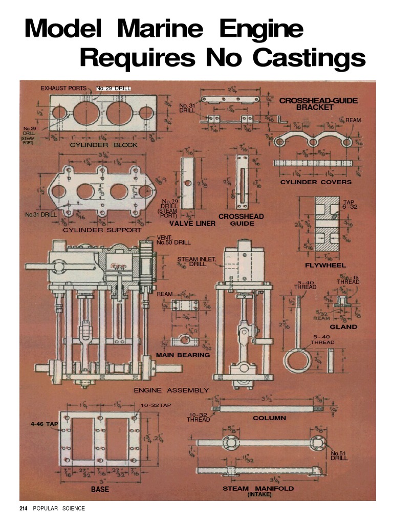 Simple Marine Steam Engine Plans | PDF | Piston | Cylinder (Engine)