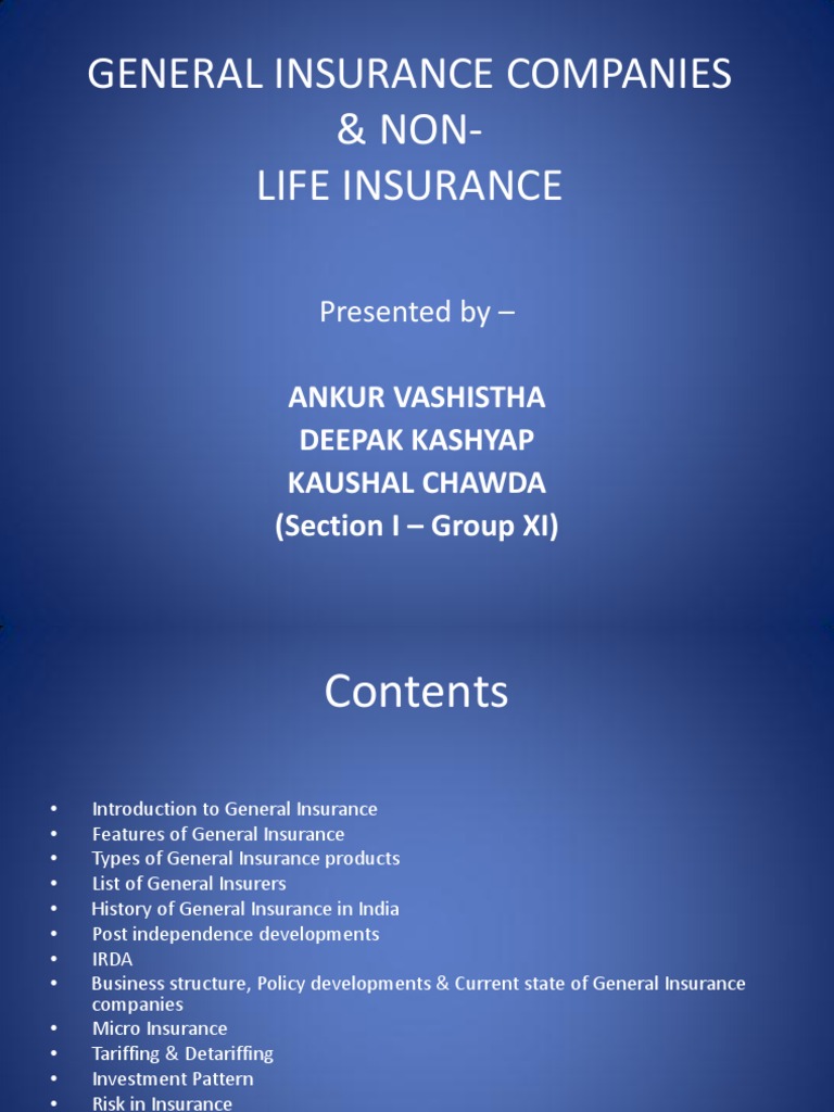 Presentation On General Insurance Companies | PDF | Insurance | Investing