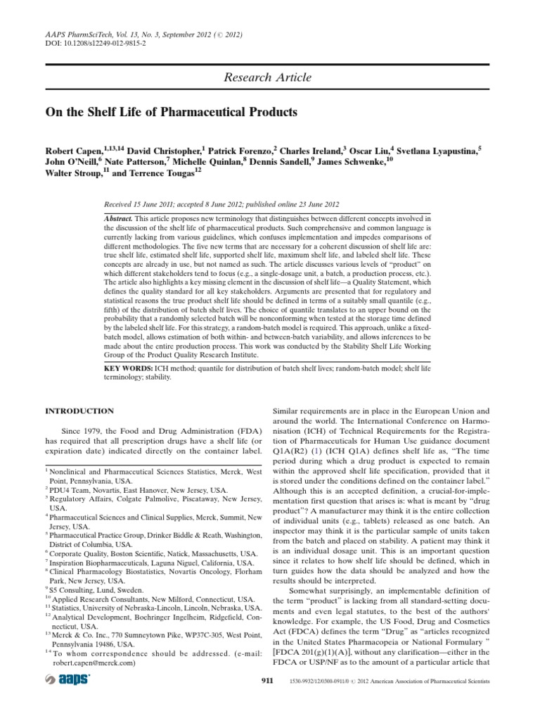 Shelf Life PDF | PDF | Shelf Life | Statistics