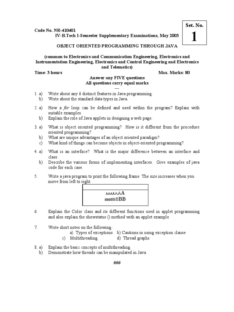 Nr-410401-Object Oriented Programming Through Java | PDF | Class ...