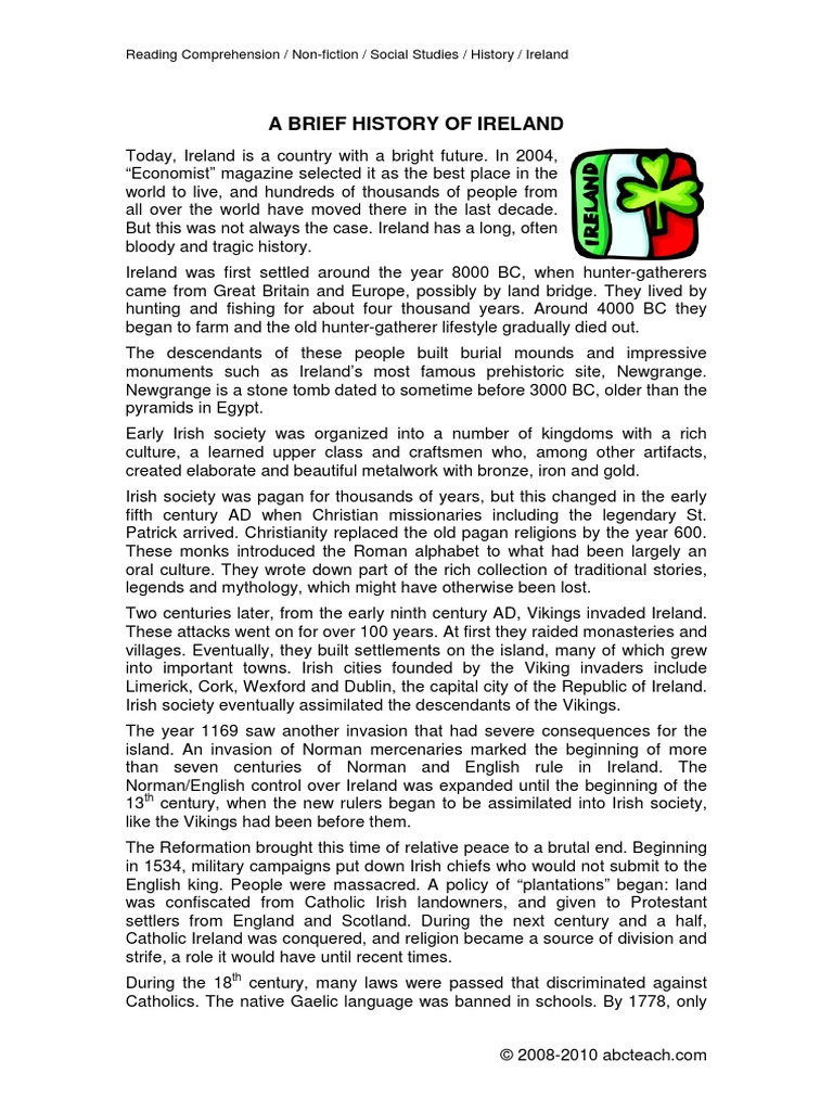 Reading Comprehension (Advanced) | PDF | Ireland | History Of Ireland