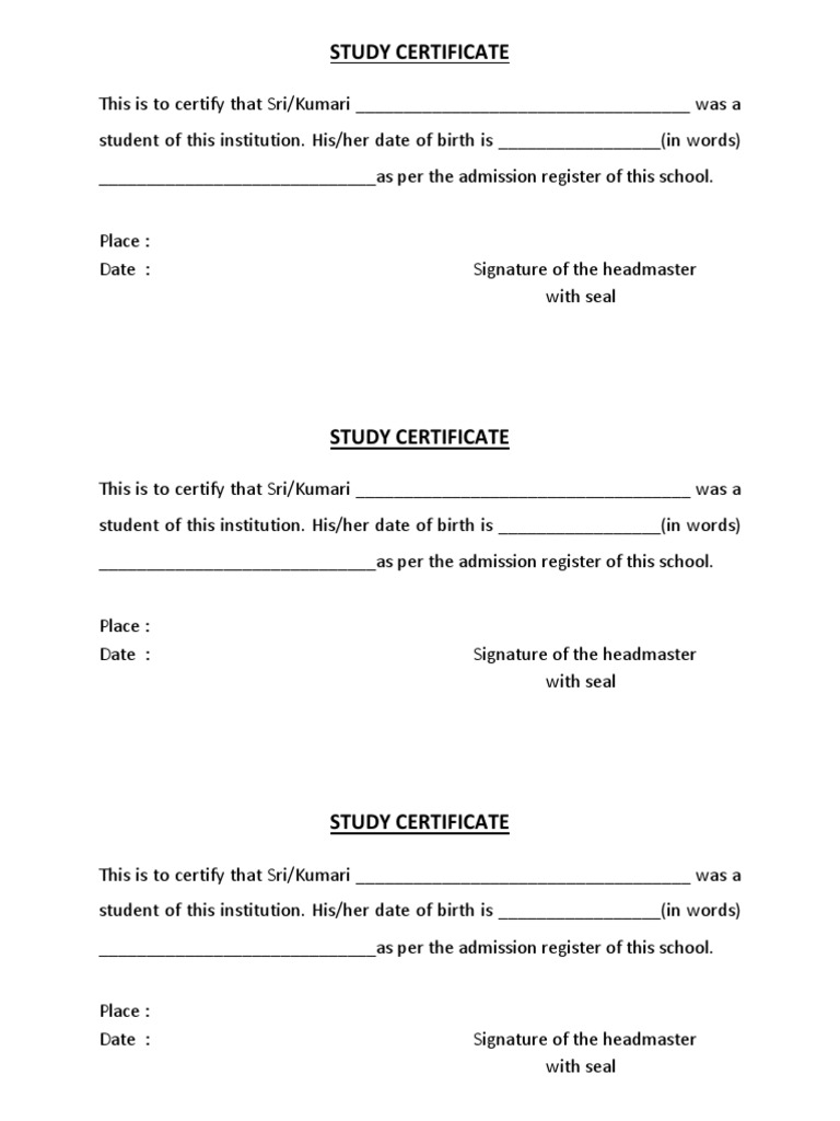 Study Certificate | PDF