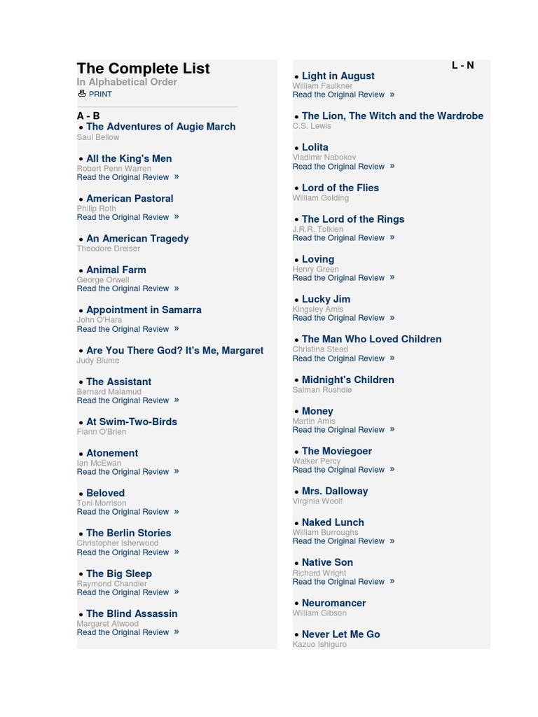 TIME - 100 BEST - The Complete List | PDF
