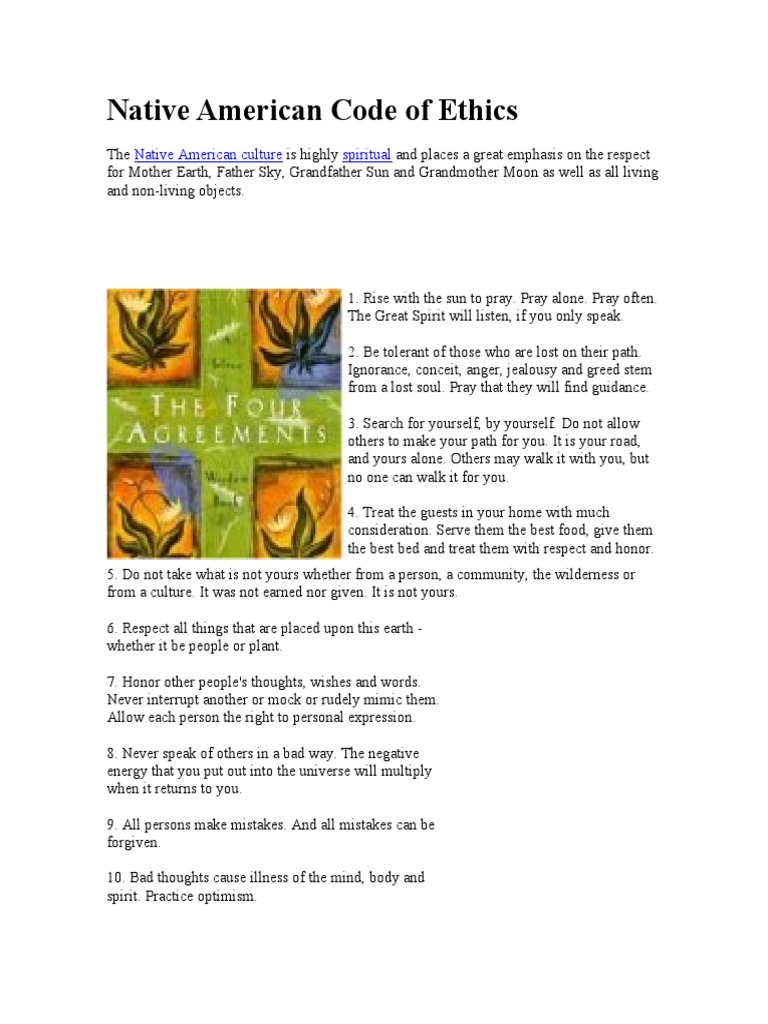 Native American Code of Ethics | PDF | Self | Metaphysics Of Mind