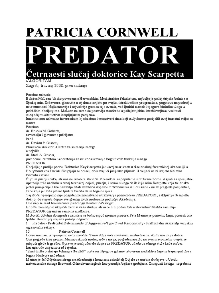 Cornwell Patricia D 1 Kay Scarpetta 14 Predator | PDF