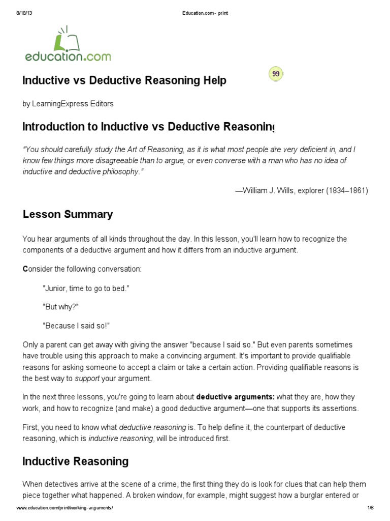Inductive Vs Deductive Reasoning | PDF | Argument | Inductive Reasoning