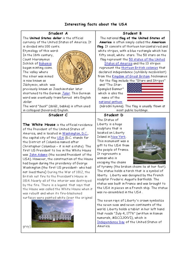 Interesting Facts About The Usa | PDF | United States Dollar | Flag Of ...