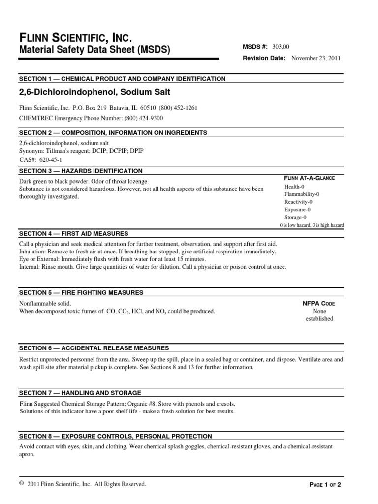 2_6-Dichloroindophenol | Chemical Substances | Safety