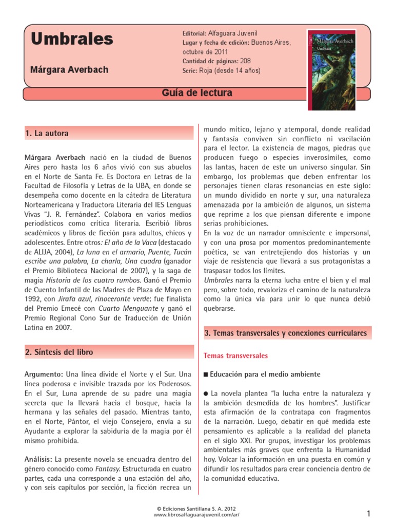 Guia Actividades Umbrales | PDF | Lectura (proceso) | Novelas