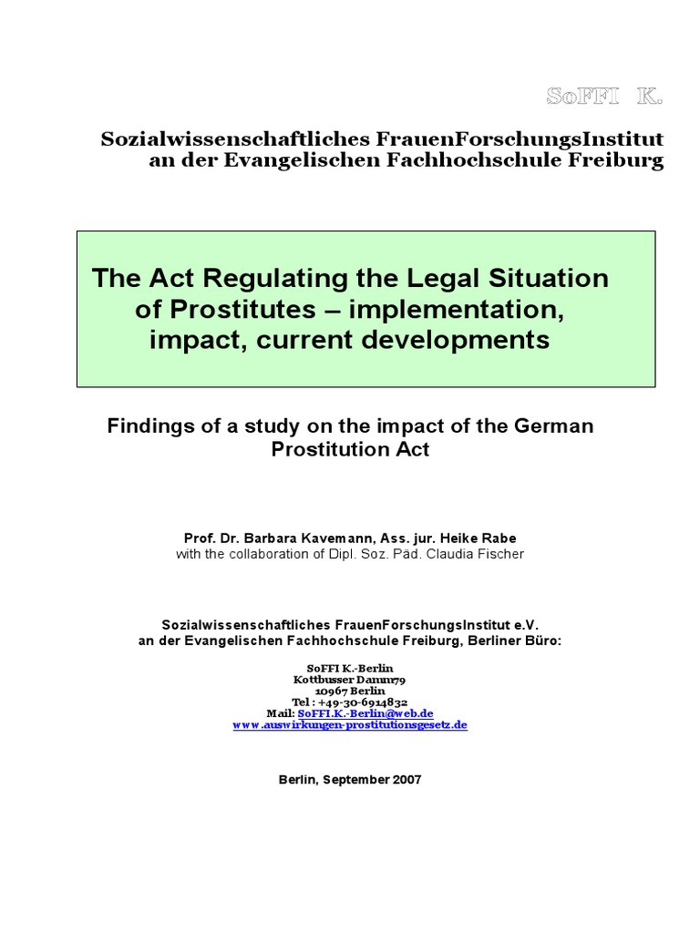 The Act Regulating The Legal Situation of Prostitutes - Implementation ...