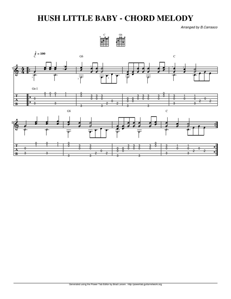 Partitura De Hush Little Baby Callate Niña. (hush Little Baby).