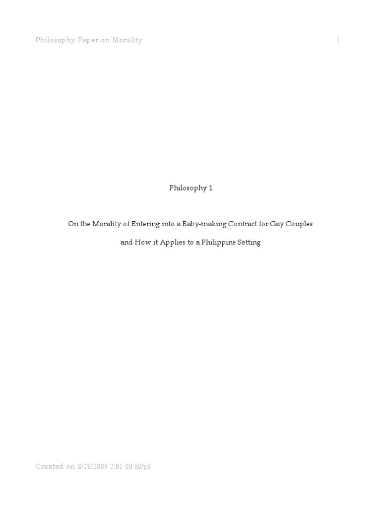 Philosophy Paper On Morality | PDF | Sodom And Gomorrah | Surrogacy