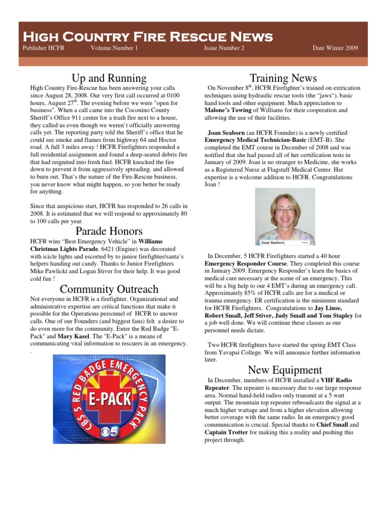 HCFR-Newsletter Vol. 1-2, Winter 2009 | PDF | Firefighter | Emergency ...