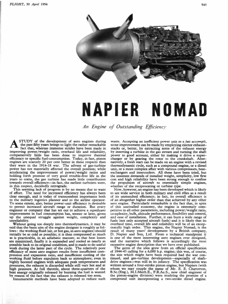 Napier Nomad: A Breakthrough Engine | PDF | Gas Turbine | Engines
