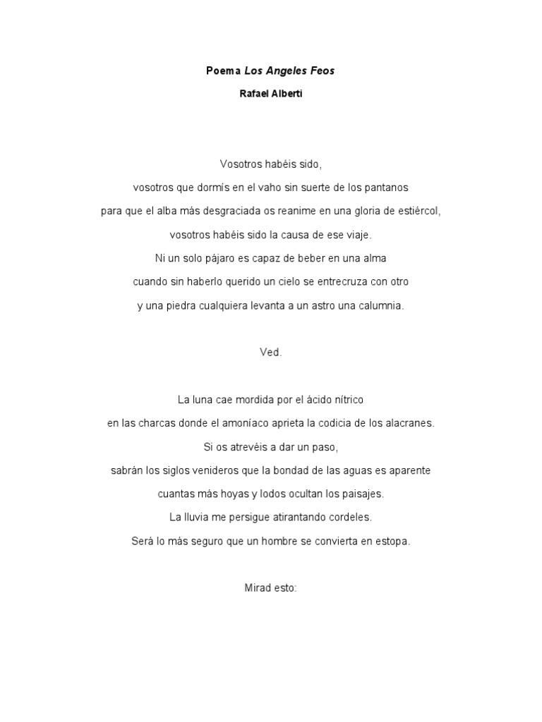 Poema Los Angeles Feos de Rafael Alberti | PDF