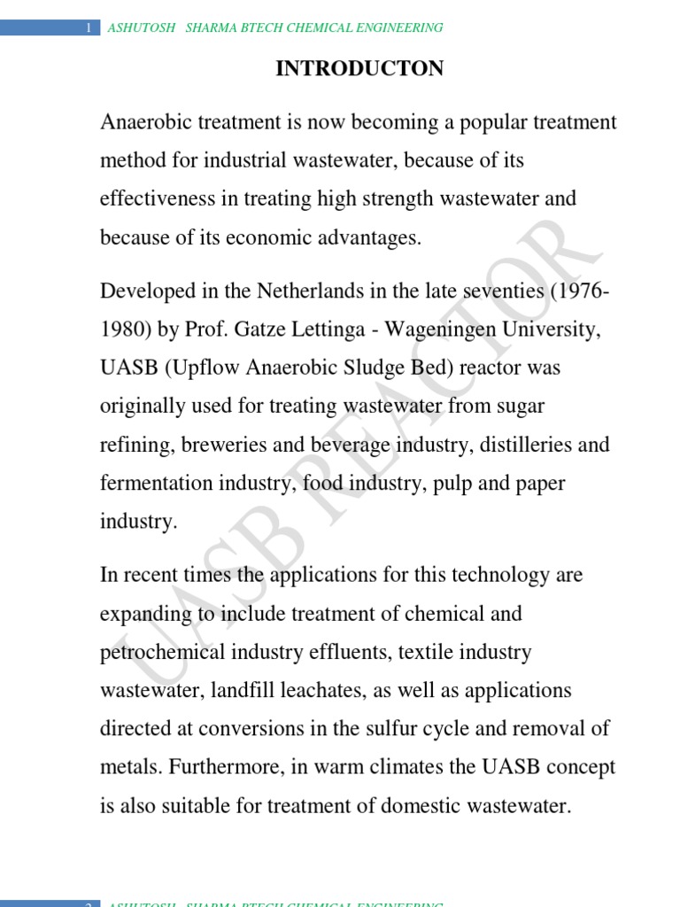 UASB Reactor: Principles and Applications | PDF | Sewage Treatment ...