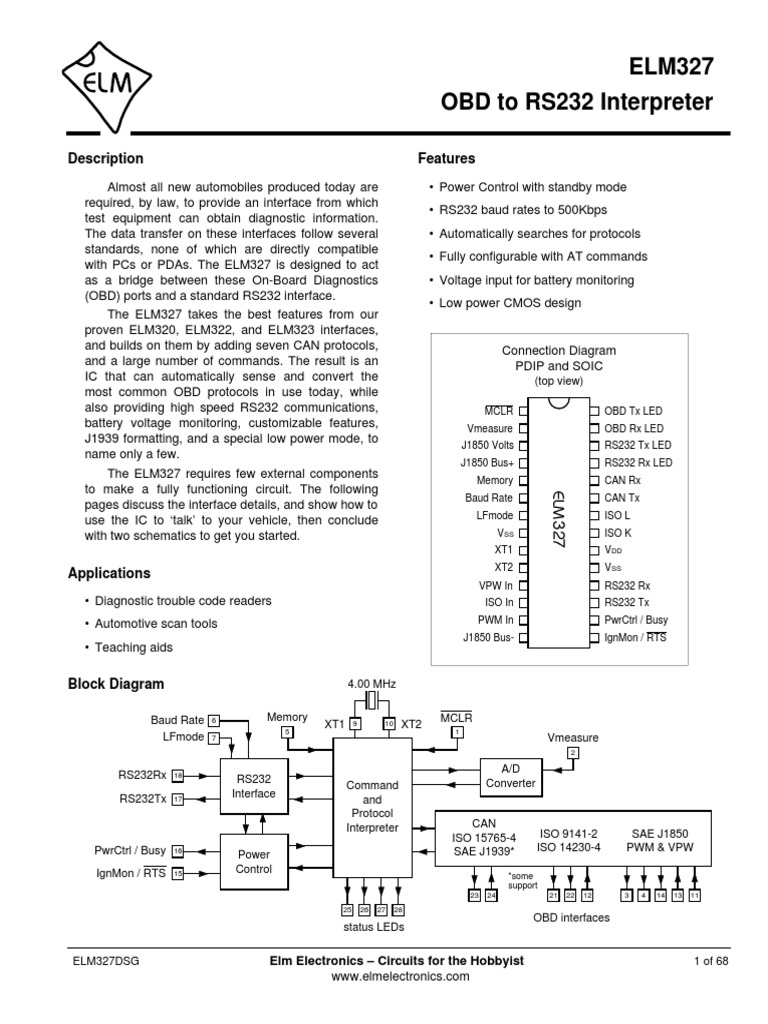 ELM327DS | PDF | Input/Output | Computer Engineering
